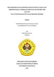 PENGARUH KUALITAS PRODUK, KUALITAS PELAYANAN, DAN PERSEPSI HARGA TERHADAP KEPUASAN KONSUMEN MIE ...